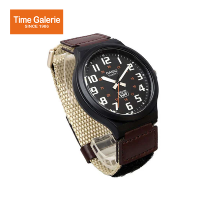 Casio Men's Analog Watch MW-240B-5BVDF Brown Cloth Strap